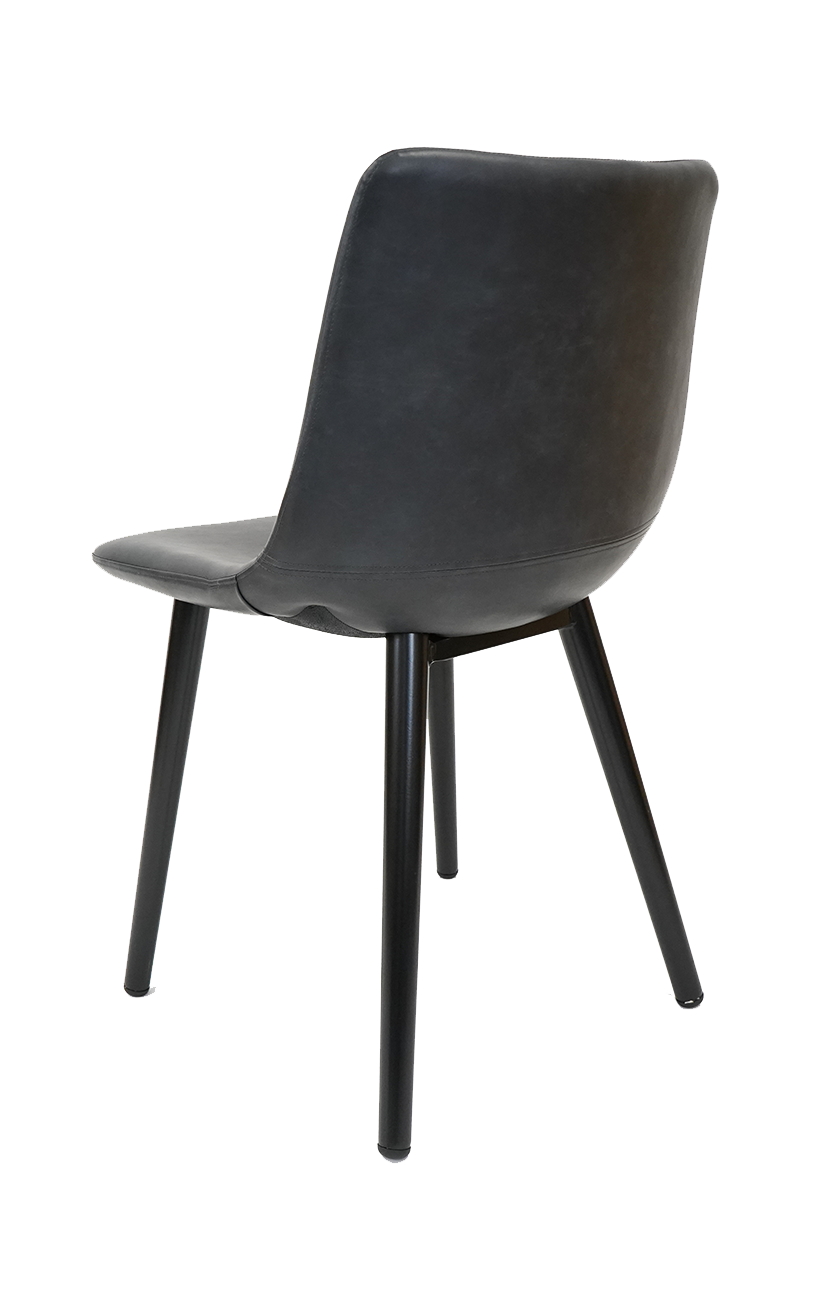 Vintage Metal Chair w/ Greyish Black Tone Vinyl Seat