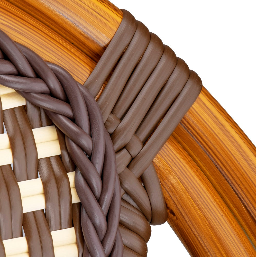 Dainty Aluminum And Cane Light Walnut Circle Back Outdoor Restaurant S